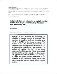 Motion detection and estimation of multiple moving objects in an image ...